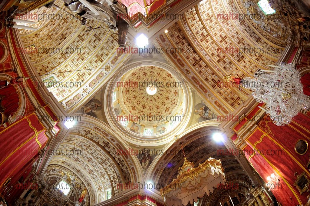 Zebbug Parish Religious Feast Festa Dome Interior Architecture Damask ...