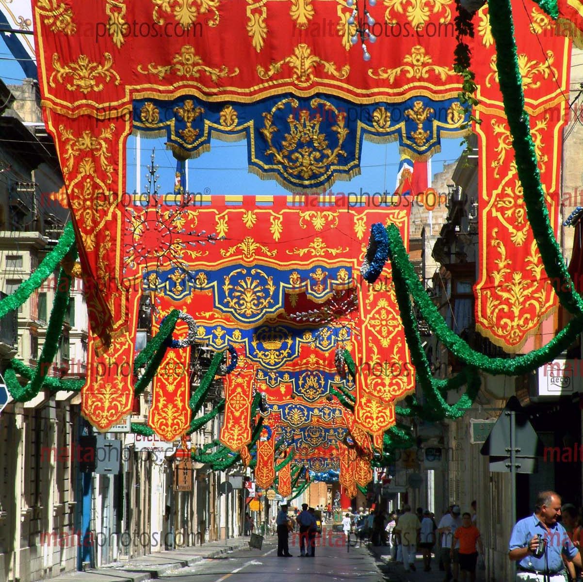 Mosta Street Decorations Banners Bandalori - Malta Photos