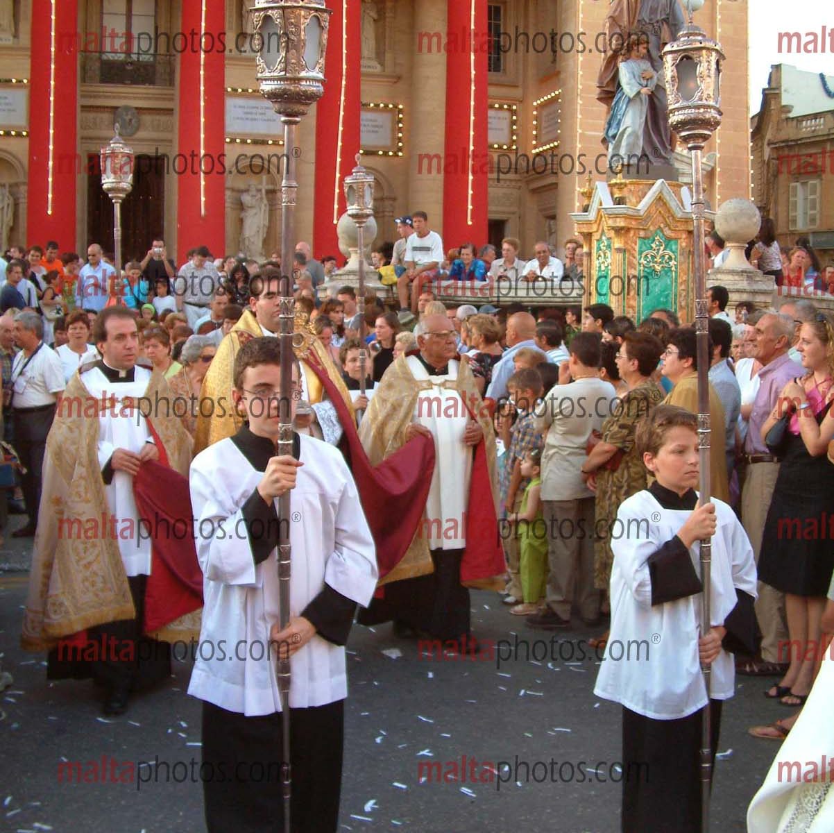 Mosta Feast Clergy Altar Boys People Procession - Malta Photos
