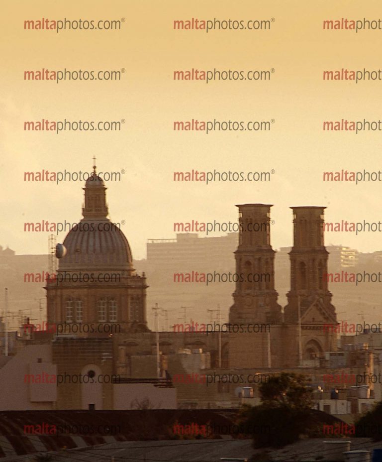 Hamrun Village Sunset St Gaetan Parish Church - Malta Photos
