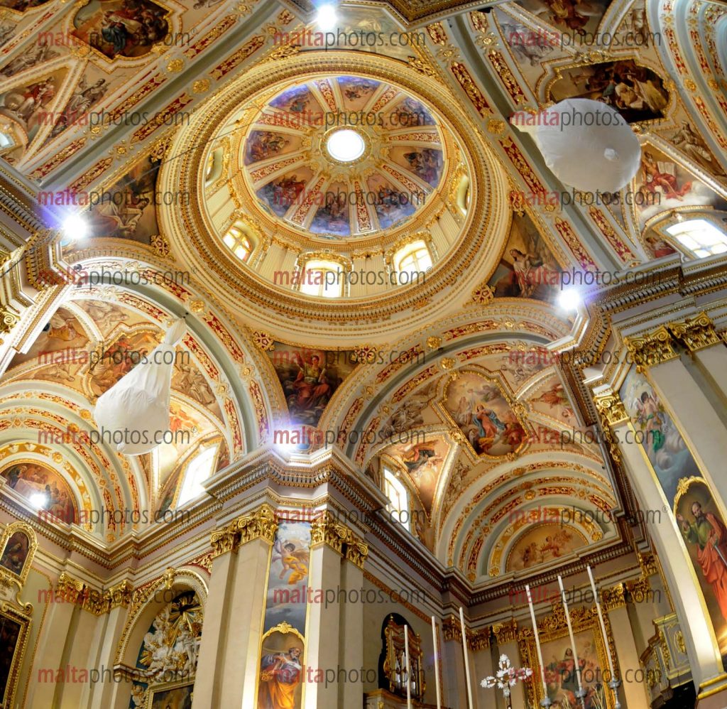 Qrendi Parish Church Interior Architecture Dome - Malta Photos