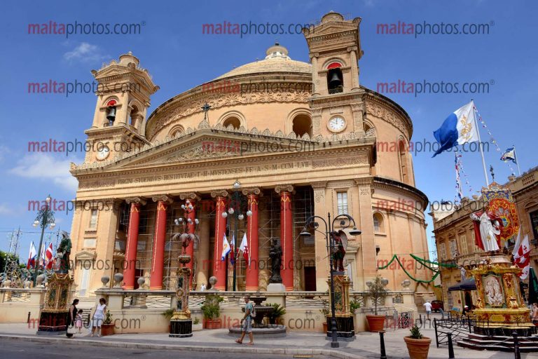 Mosta Parish Church Rotunda Feast Santa Marija St Mary Banners ...