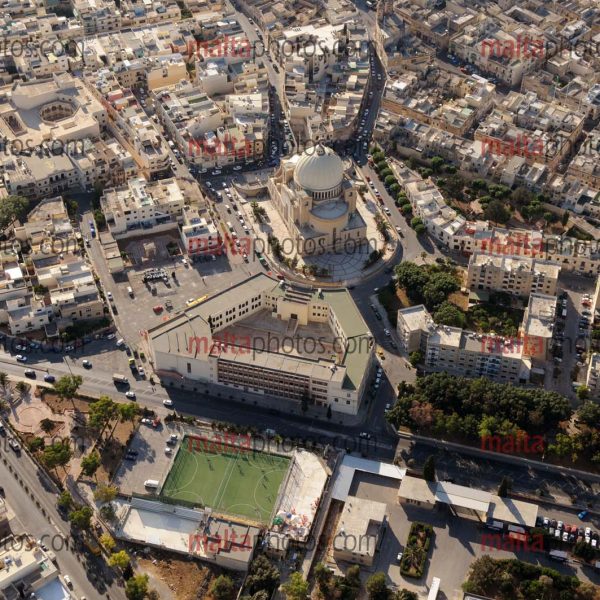 Qormi Aerial St Sebastian Parish Church Dome - Malta Photos