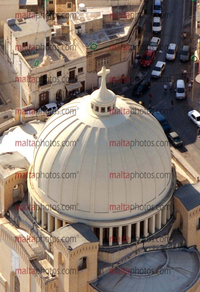 Qormi Aerial St Sebastian Parish Church Dome - Malta Photos