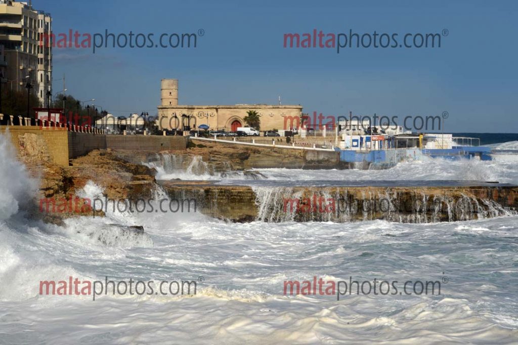 Sliema Rough Sea Ghar id Dud Fortizza Coast Winter - Malta Photos