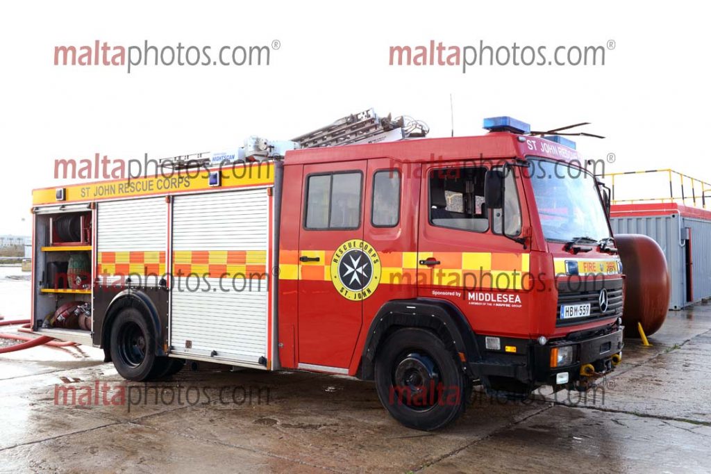 Fire Fighting Exercise Hal Far Fire Engine Firefighters - Malta Photos