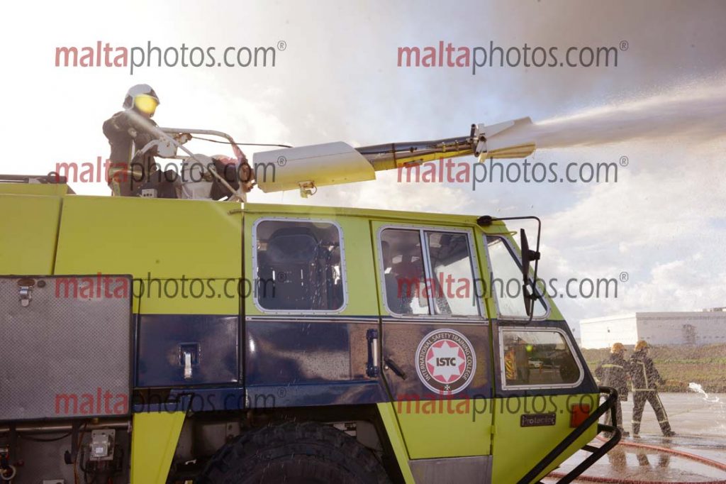 Fire Fighting Exercise Hal Far Fire Engine Firefighters - Malta Photos